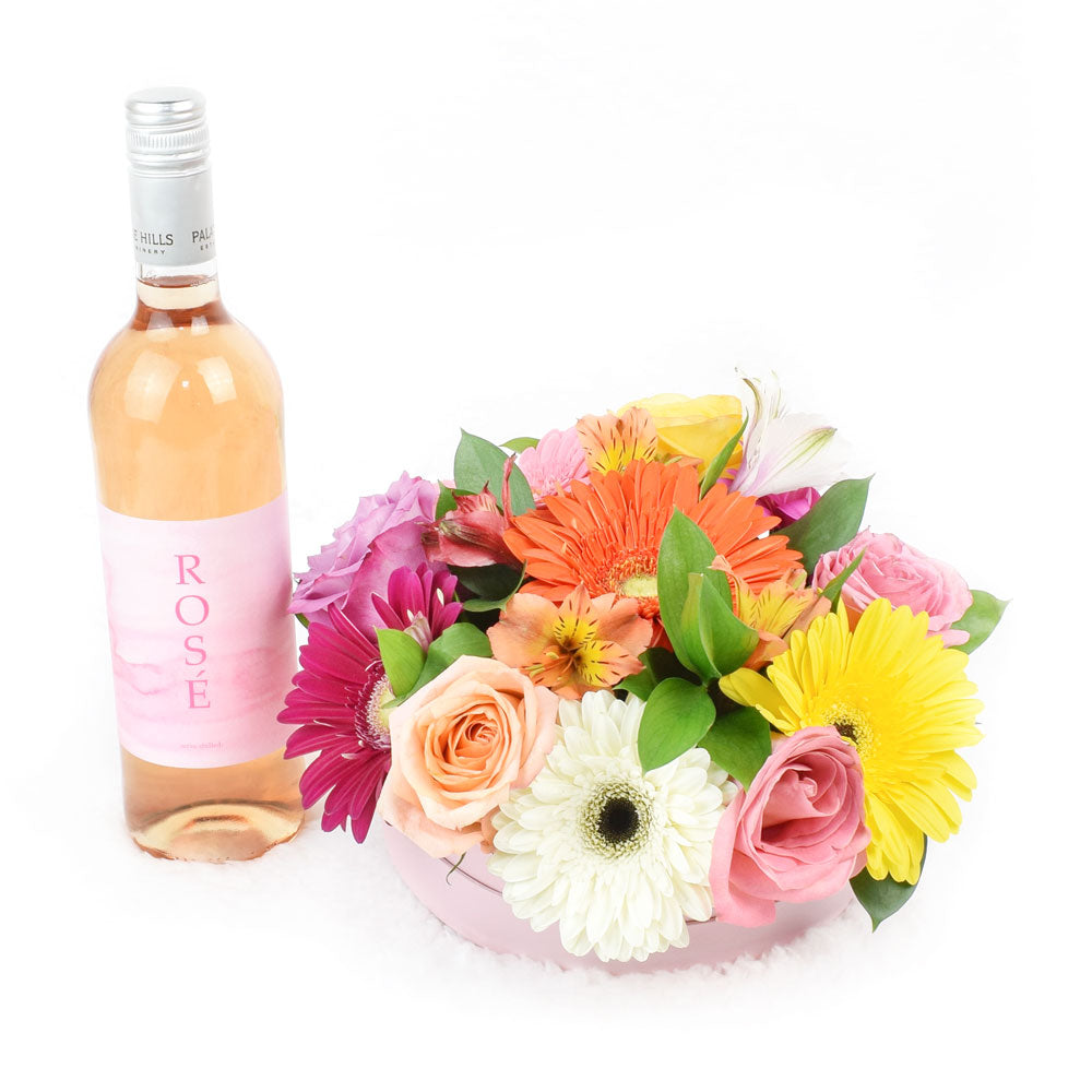 Pure & Simple Flowers & Wine Gift - New York Blooms - New York Delivery.